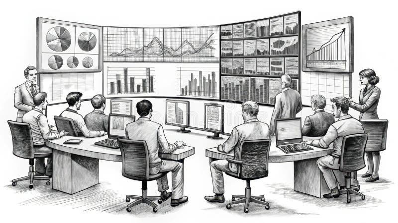 Business Meeting with Data Visualization and Team Collaboration Stock ...