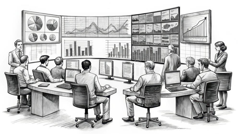 Business Meeting with Data Visualization and Team Collaboration Stock ...