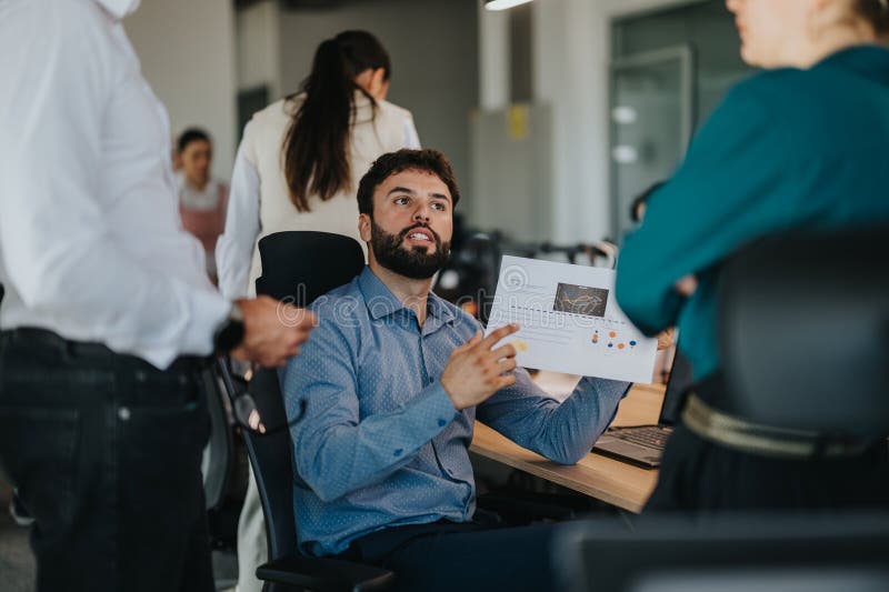 Business Meeting Discussion with Employees Analyzing Sales Graph Stock ...