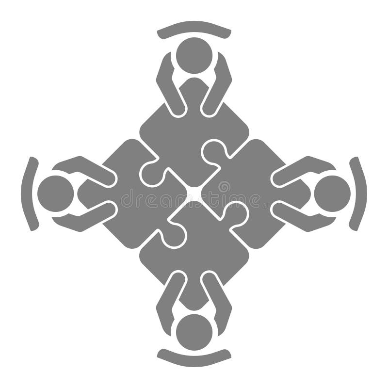 Business Meeting, Discussion. Teamwork Activity. Puzzle Table. Vector ...
