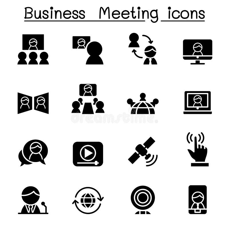 Business Meeting icons stock vector. Illustration of camera - 98128923