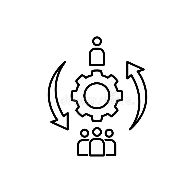 Interaction Icon with People, Line Vector Stock Vector - Illustration ...