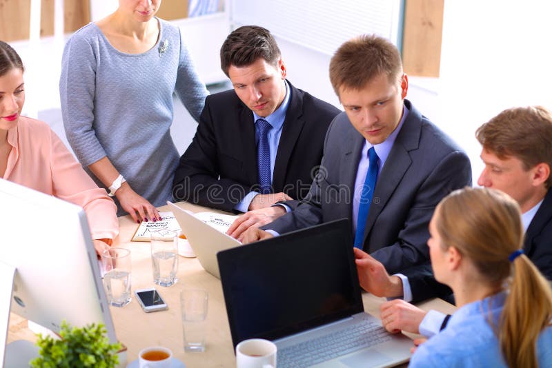 Business Meeting - Manager Discussing Work with His Colleagues Stock ...