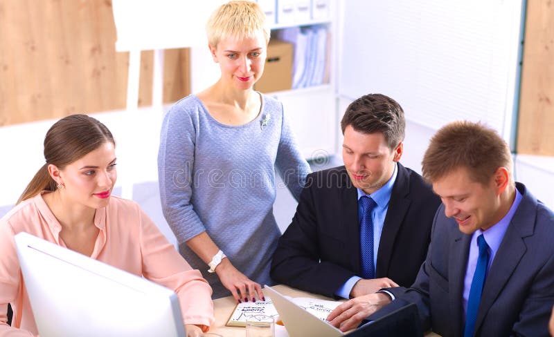 Business Meeting - Manager Discussing Work with His Colleagues Stock ...
