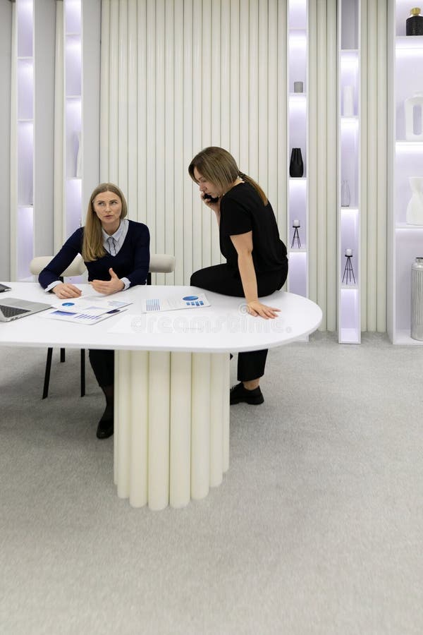 Business Meeting in Modern Office Setting with Two Professionals ...