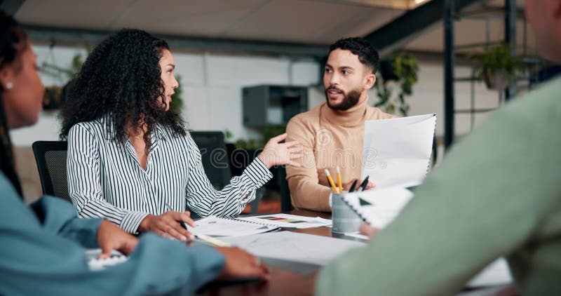 Business Meeting, Paperwork and Planning in Public Relations Office ...