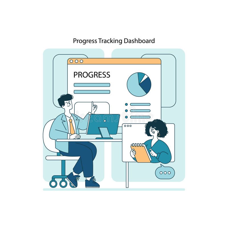 Business Meeting on Progress Tracking Stock Vector - Illustration of ...