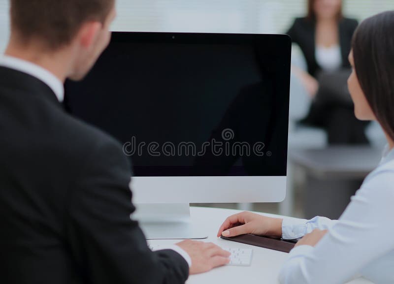 Business Meeting at the Table with Computer Stock Photo - Image of ...