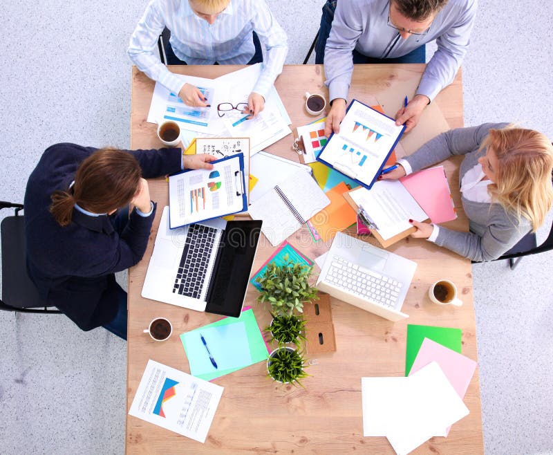 Business Meeting at the Table Top View Stock Image - Image of ...