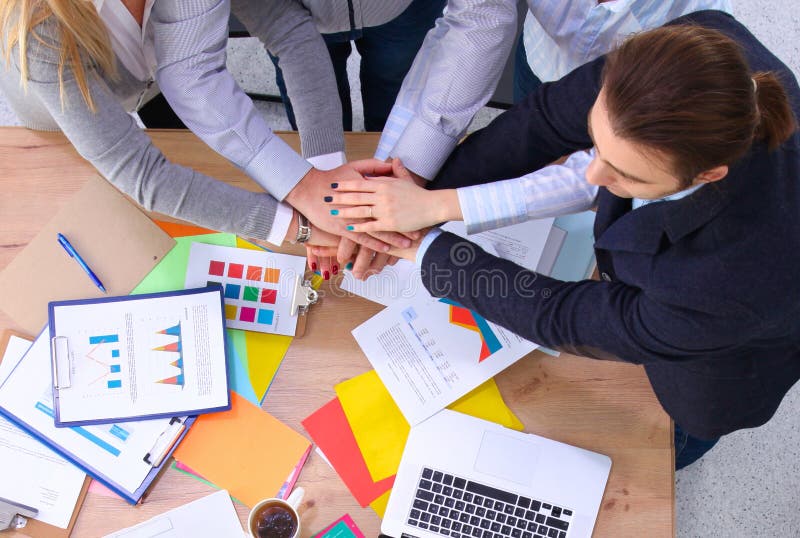 Business Meeting at the Table Top View Stock Image - Image of ...