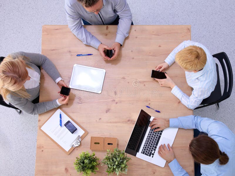 Business Meeting at the Table Top View Stock Photo - Image of document ...