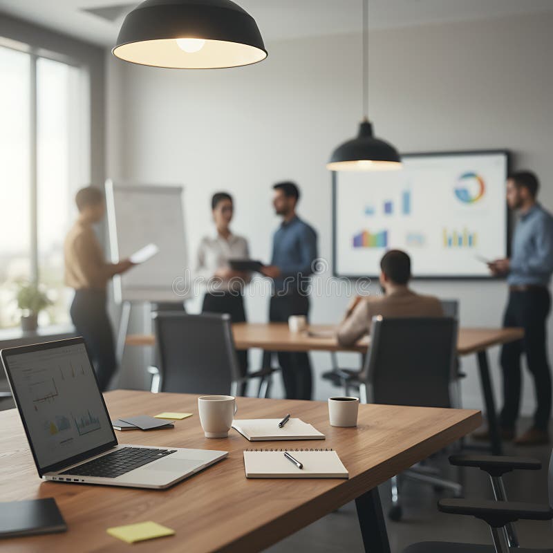 Business Meeting with Team Collaboration and Data Presentation in ...