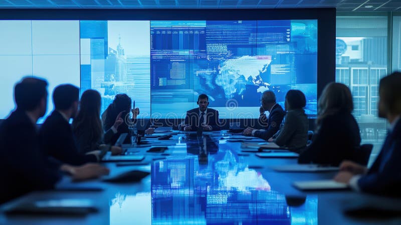 Business Meeting with Technology Presentation Visuals Stock ...