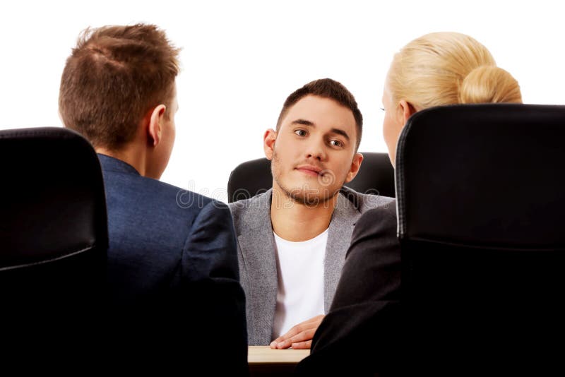 Business Meeting-three People Sitting and Talking Stock Image - Image ...