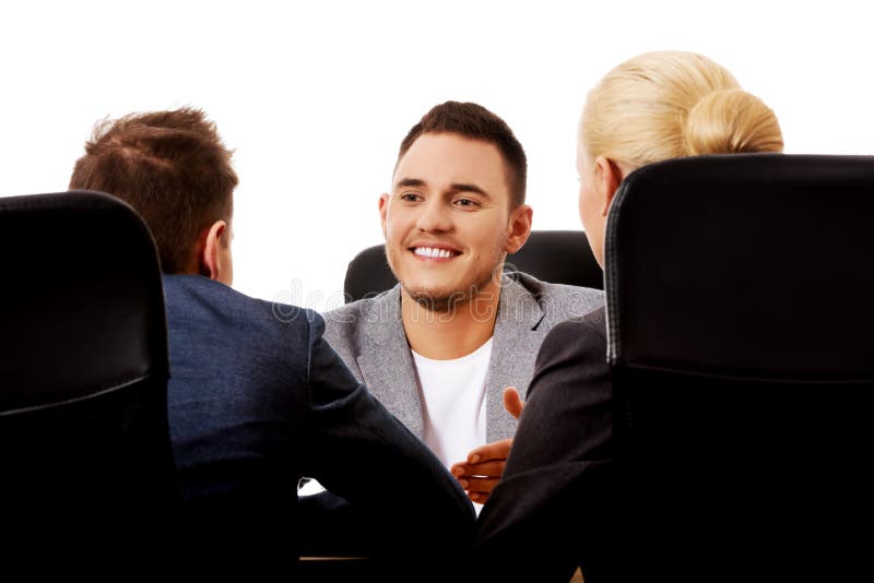Business Meeting-three People Sitting and Talking Stock Photo - Image ...