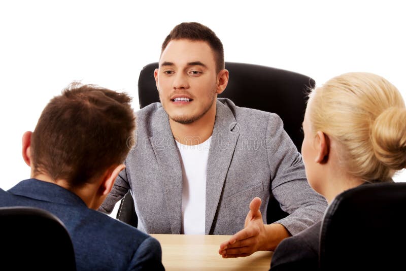 Business Meeting-three People Sitting and Talking Stock Image - Image ...