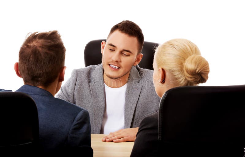 Business Meeting-three People Sitting and Talking Stock Image - Image ...