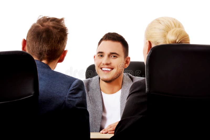 Business Meeting-three People Sitting and Talking Stock Photo - Image ...
