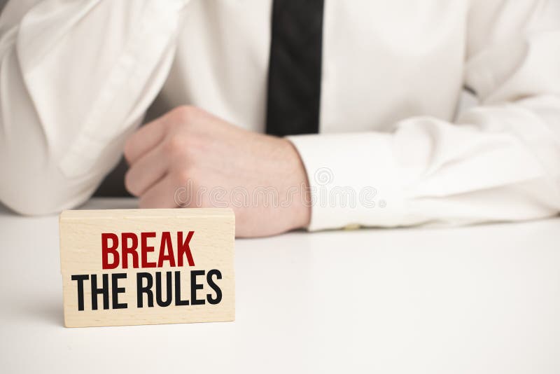 Business Meeting Time. Break the Rules. Notebook on Wood Table Stock ...