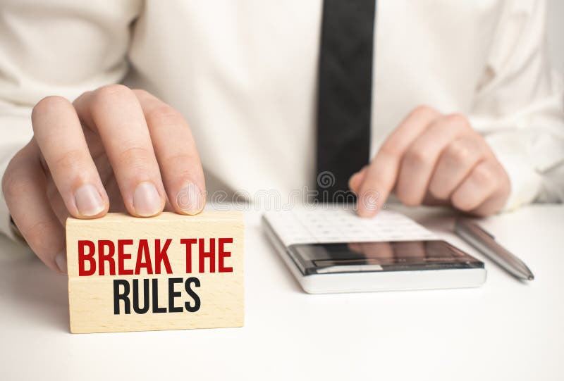 Business Meeting Time. Break the Rules. Notebook on Wood Table Stock ...