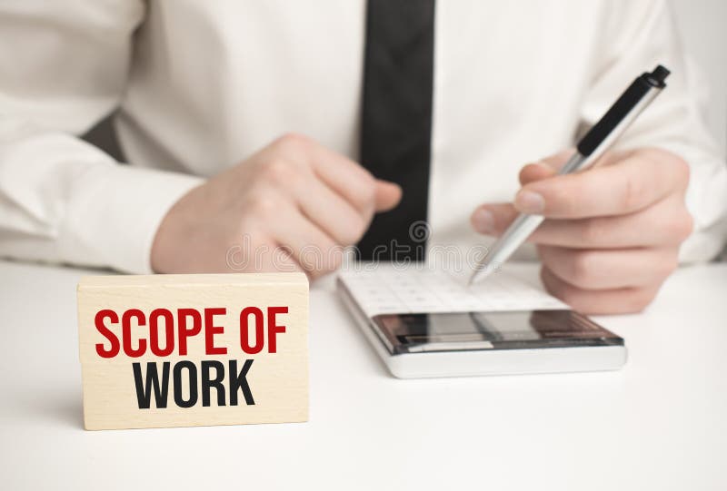 Business Meeting Time. Scope of Work Notebook on Wood Table Stock Photo ...