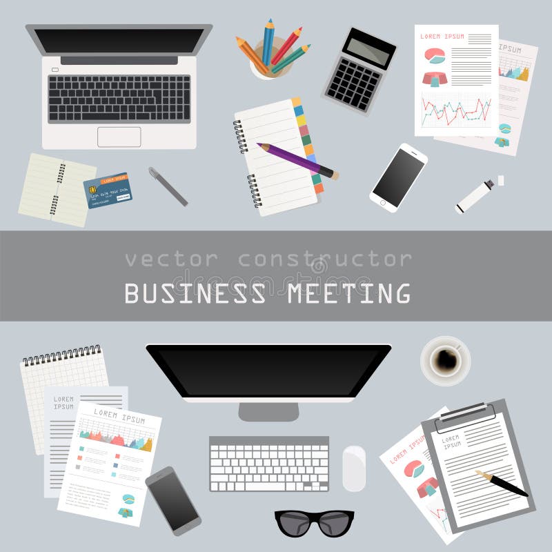 Business Meeting. Working Place in Flat Design Stock Vector ...