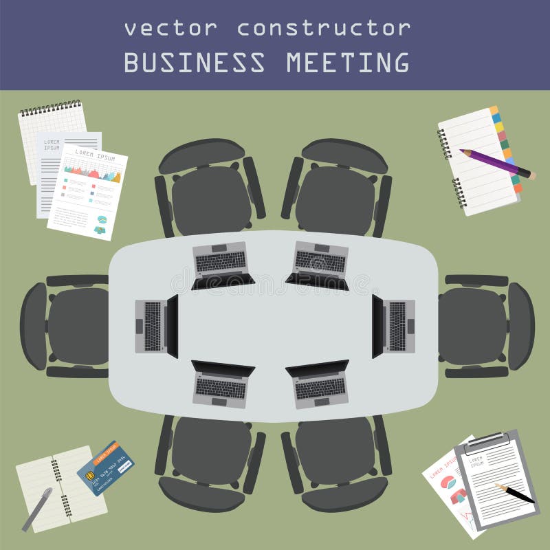 Business Meeting. Working Place in Flat Design Stock Vector ...
