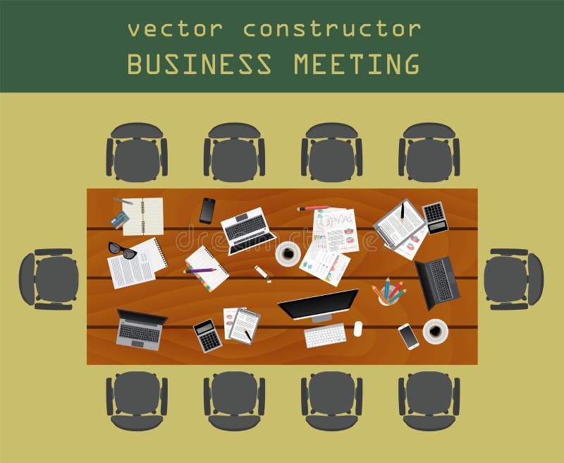 Business Meeting. Working Place in Flat Design Stock Vector ...