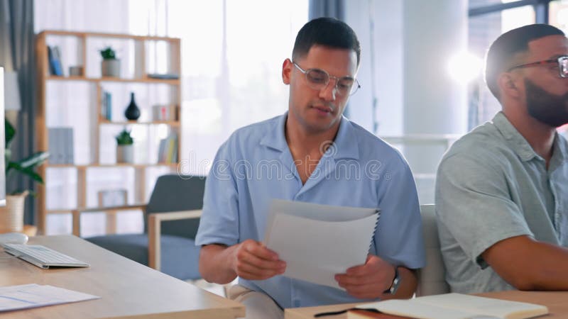 Business, Men and Employees with Documents, Talking and Explain Process ...