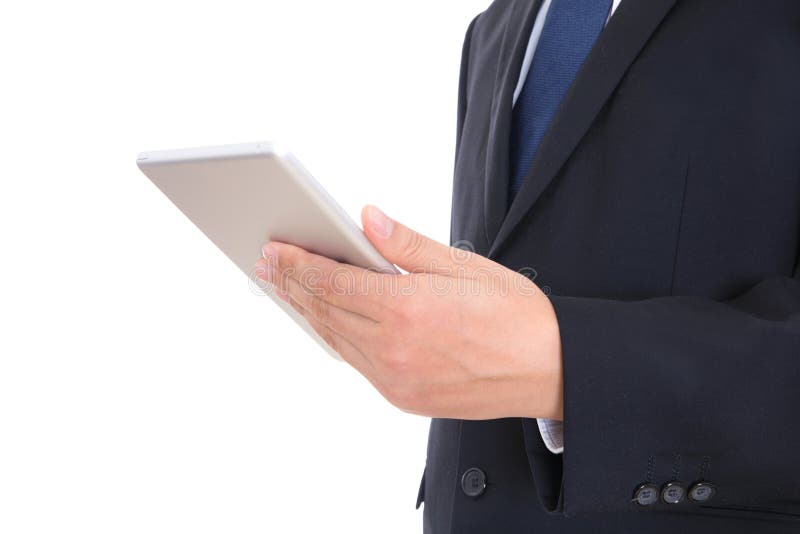 Business Men in Formal Wear Holding Tablet in Hand Stock Photo - Image ...