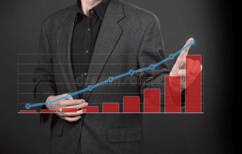 Business Men Hand Pushing Graph Stock Photo - Image of protect ...