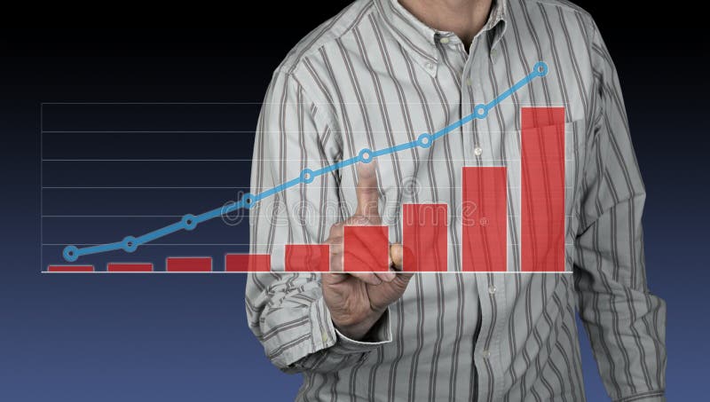 Business Men Hand Pushing Graph Stock Image - Image of chart, statement ...