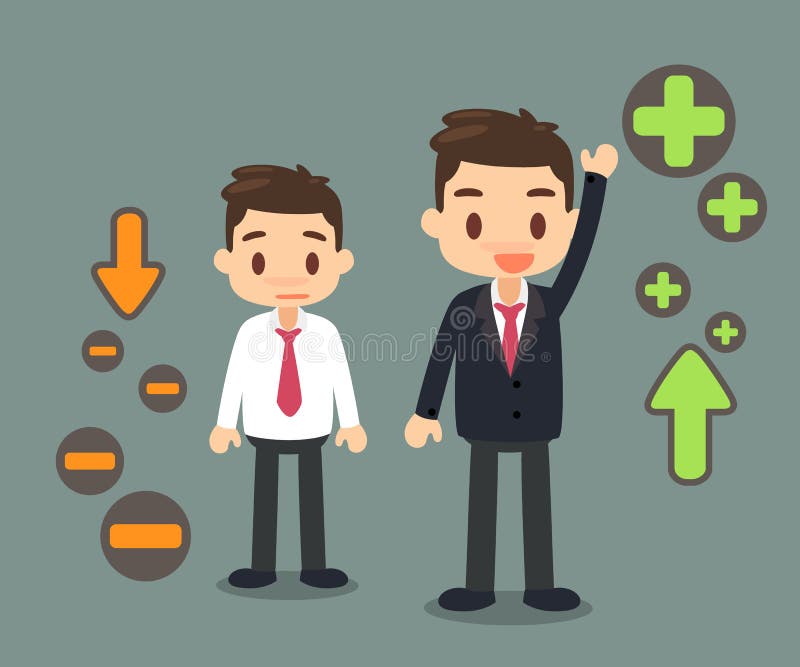Business Men. Positive and Negative Thinking Stock Illustration ...