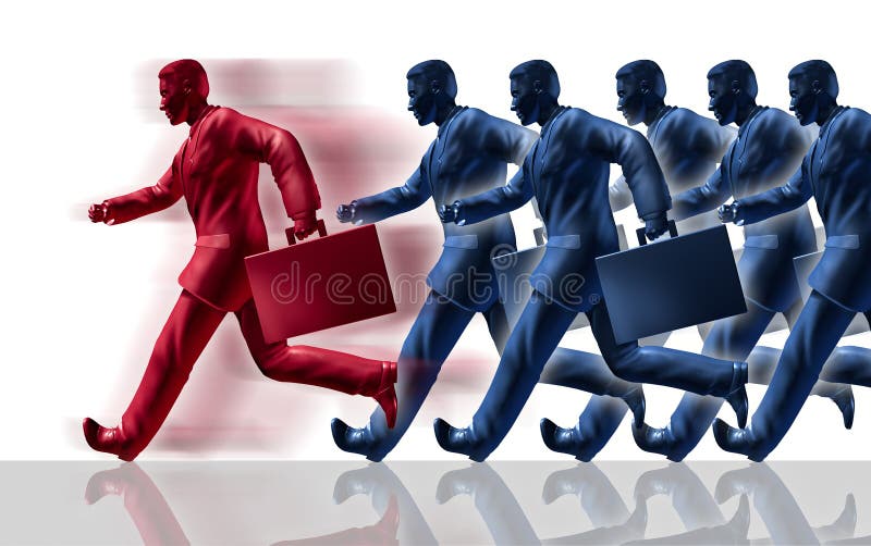 Business Men Running in a Race Stock Illustration - Illustration of ...