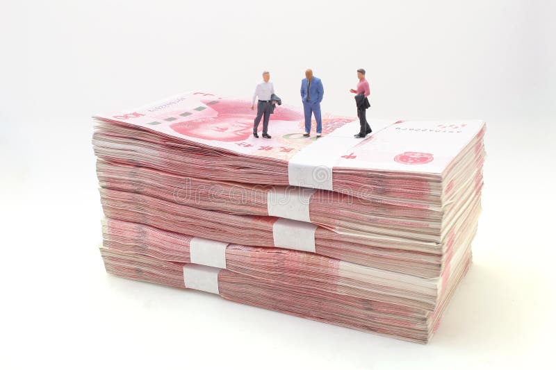 The Business Men Stand on Stacks of Chinese Yuan Banknotes Stock Photo ...