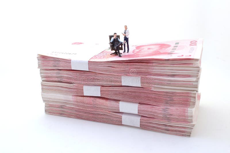 The Business Men Stand on Stacks of Chinese Yuan Banknotes Stock Image ...