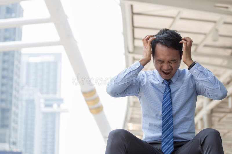 Stressed Business Man Standing Stock Photo - Image of pondering ...
