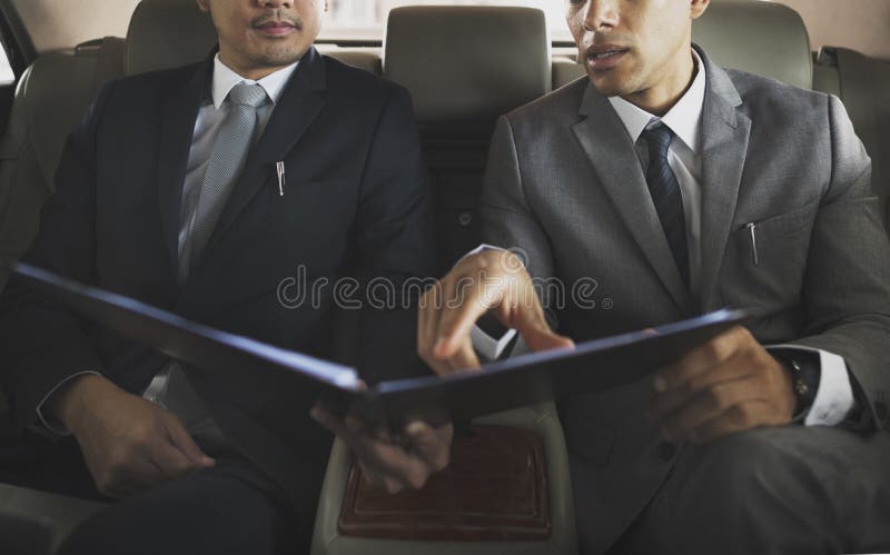 Business Men Talk Report Inside Car Stock Photo - Image of business ...