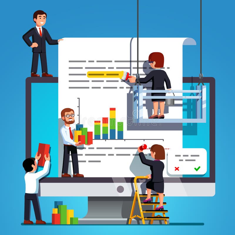 Business Men Team Working on Report Document Text Stock Vector ...