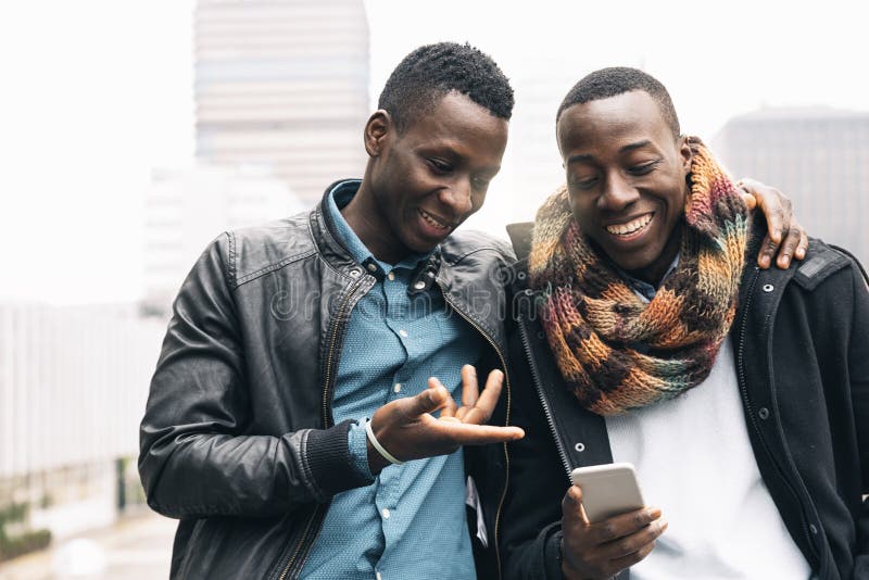 Business Men Using Mobile in the Street. Stock Image - Image of ...