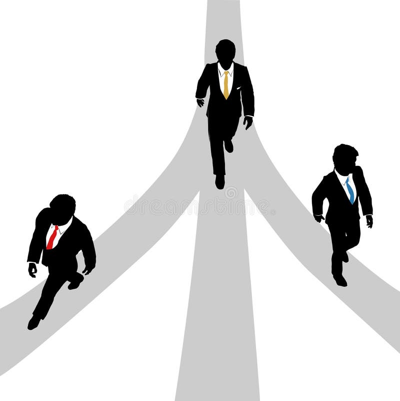 Business Men Walk Diverge on 3 Paths Stock Vector - Illustration of ...