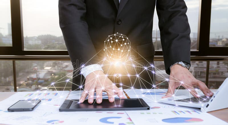 Business Men Work on Desks with Technology Communication and the Social ...