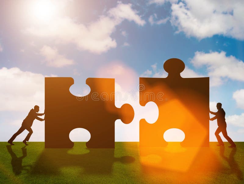 Pushing Puzzle Partnership Sun Stock Photos - Free & Royalty-Free Stock ...