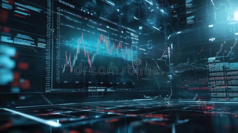 Business Metrics Displayed in Holograms, Abstract Financial Vision ...