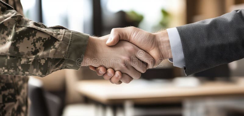 Business and Military Cooperation Concept with Handshake Stock ...