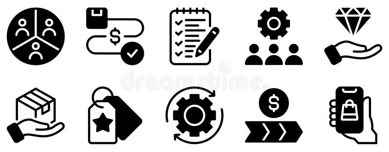 Business Model Canvas Icon Set Strategic Solid Style Collection for ...