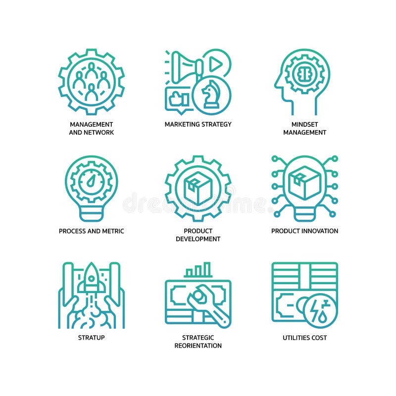 Business Model Canvas Icons Set Stock Vector - Illustration of process ...