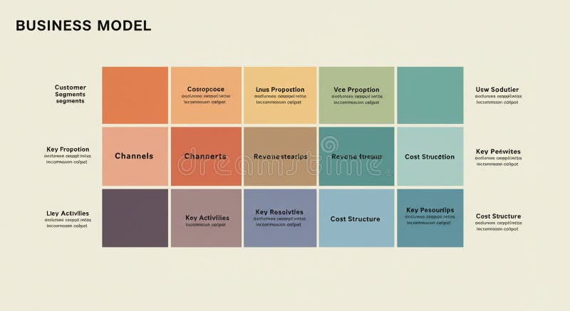 A Business Model Canvas Showcasing Various Strategic Areas in a Grid ...