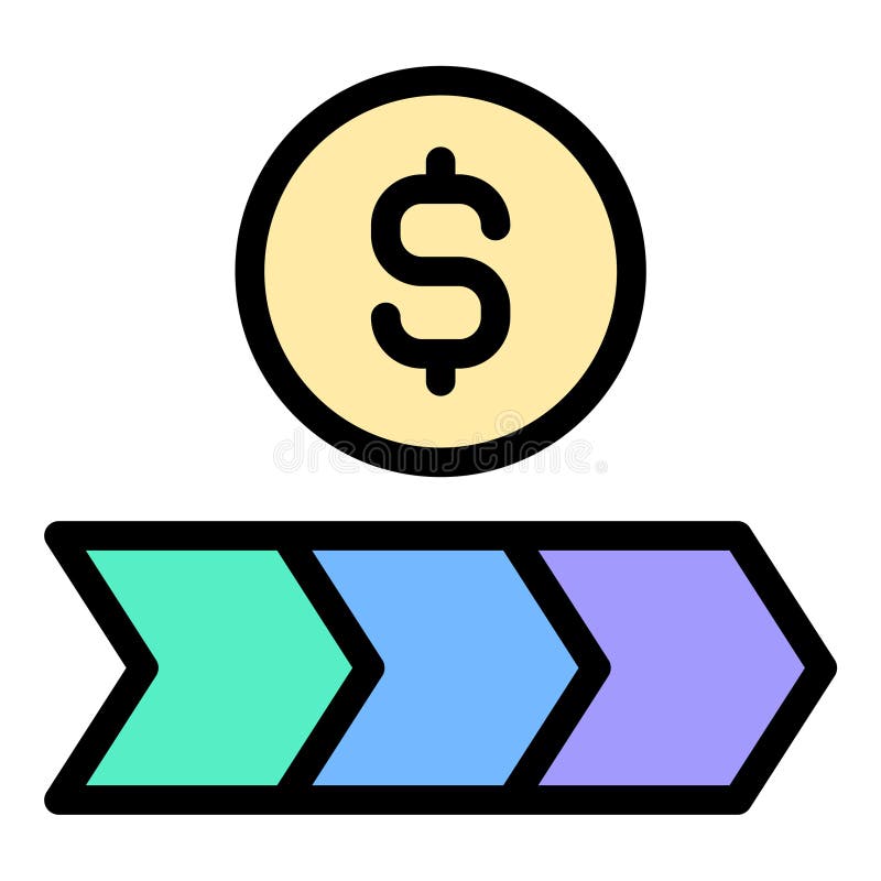 Business Model Icon Strategic Planning in Flat Line Color Style Stock ...