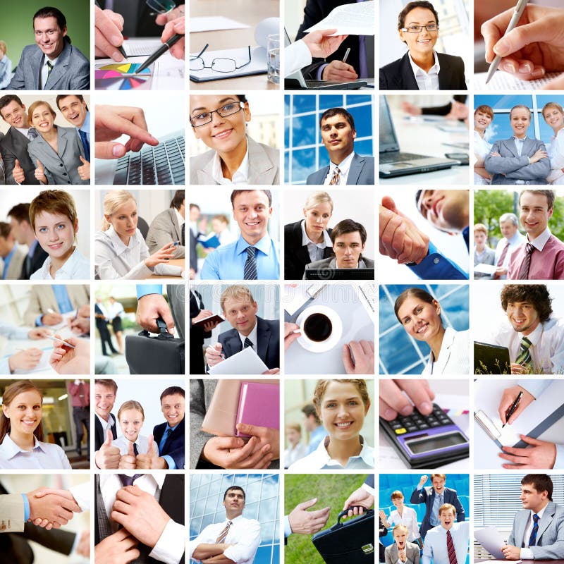 A Collage of Business Images with Young People Stock Photo - Image of ...